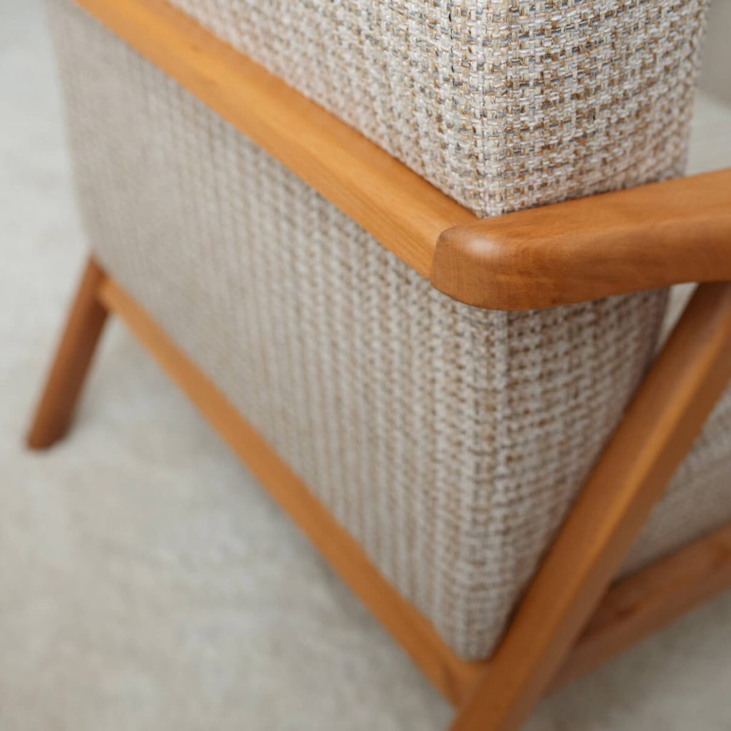 NİKA Ahşap Berjer | BEJ - evodeko