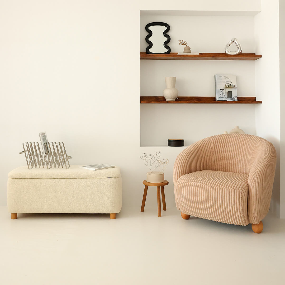 SLON Yuvarlak Berjer | Bej - evodeko